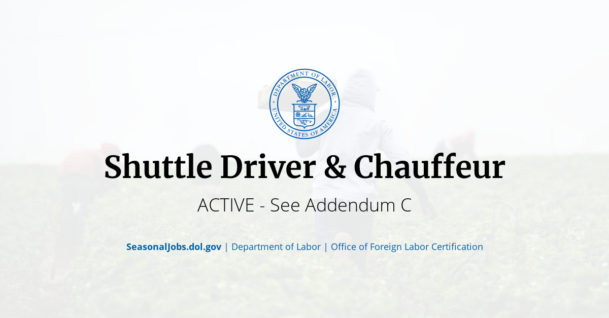 Shuttle Driver & Chauffeur | SeasonalJobs.dol.gov