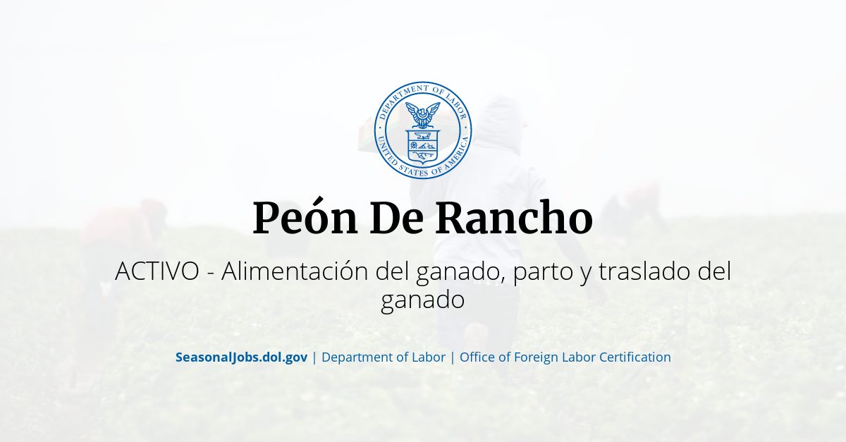 Peón De Rancho | SeasonalJobs.dol.gov