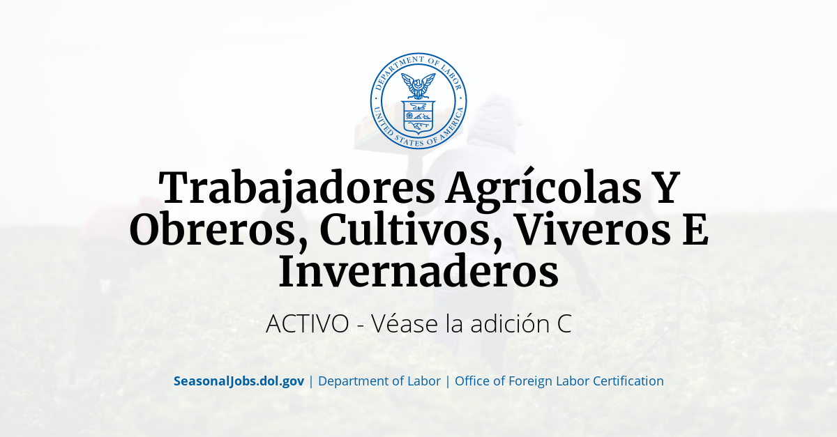 Trabajadores Agrícolas Y Obreros, Cultivos, Viveros E Invernaderos ...