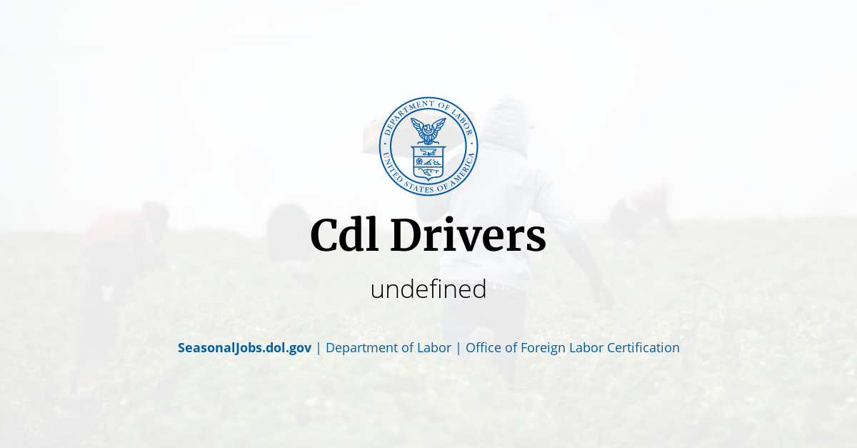 Cdl Drivers | SeasonalJobs.dol.gov