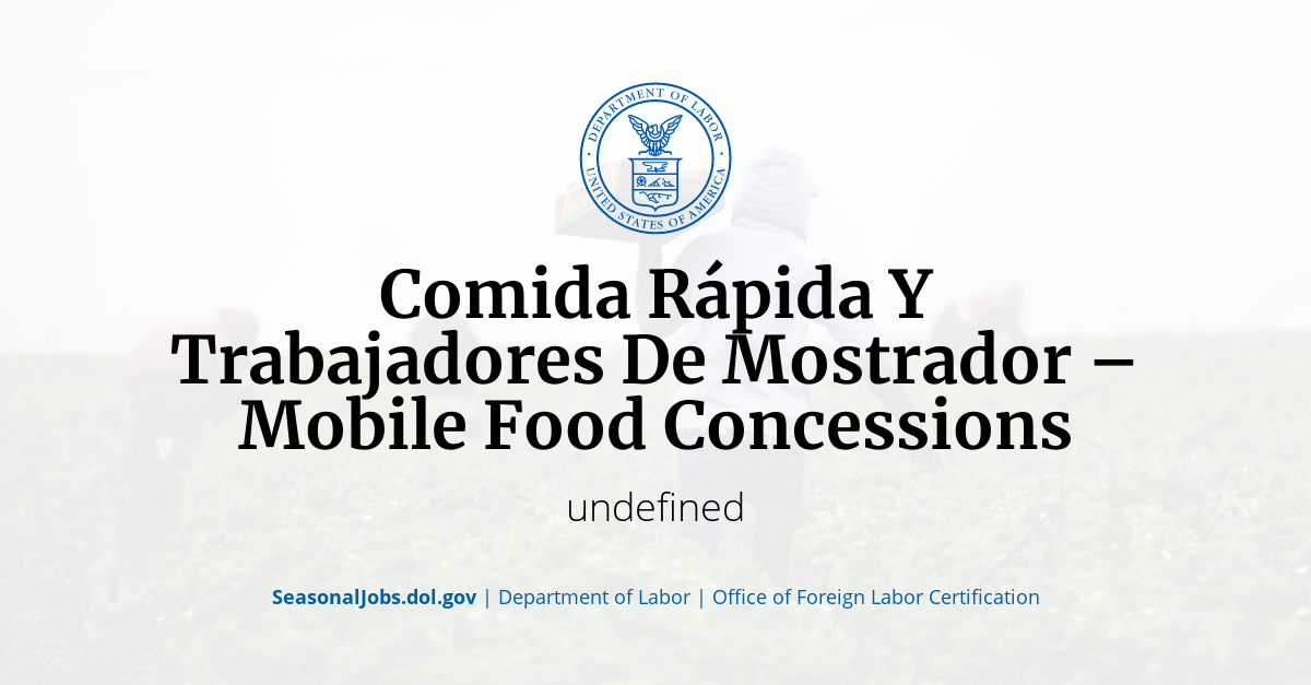 Comida Rápida Y Trabajadores De Mostrador – Mobile Food Concessions ...
