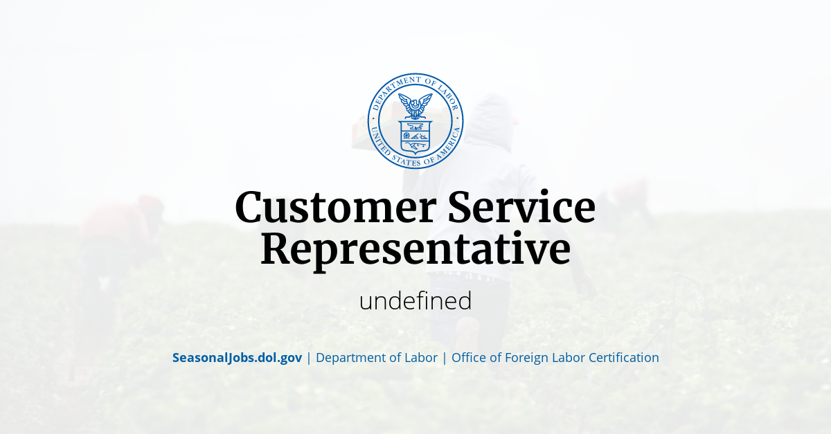 Customer Service Representative | SeasonalJobs.dol.gov
