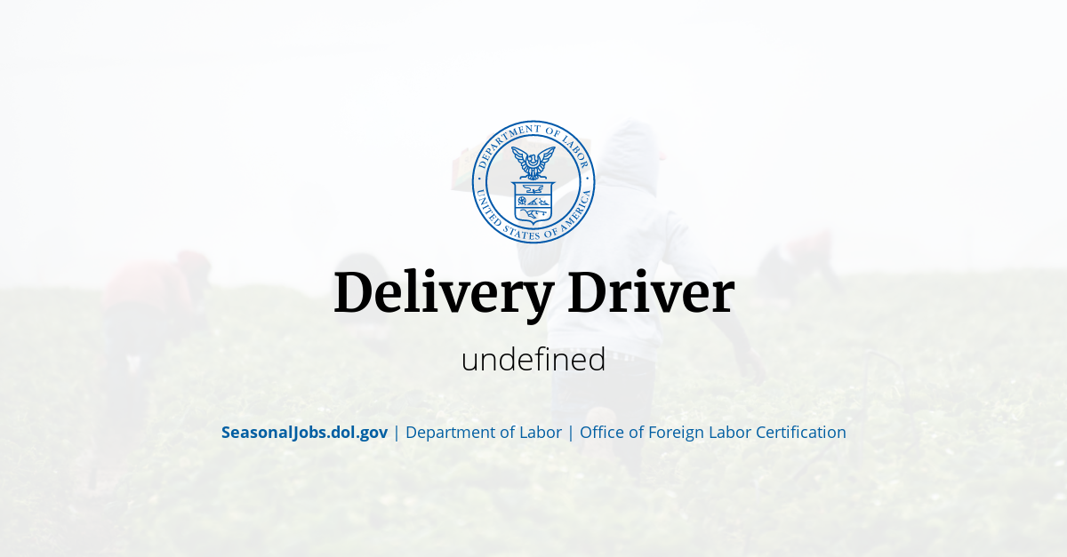 Delivery Driver | SeasonalJobs.dol.gov