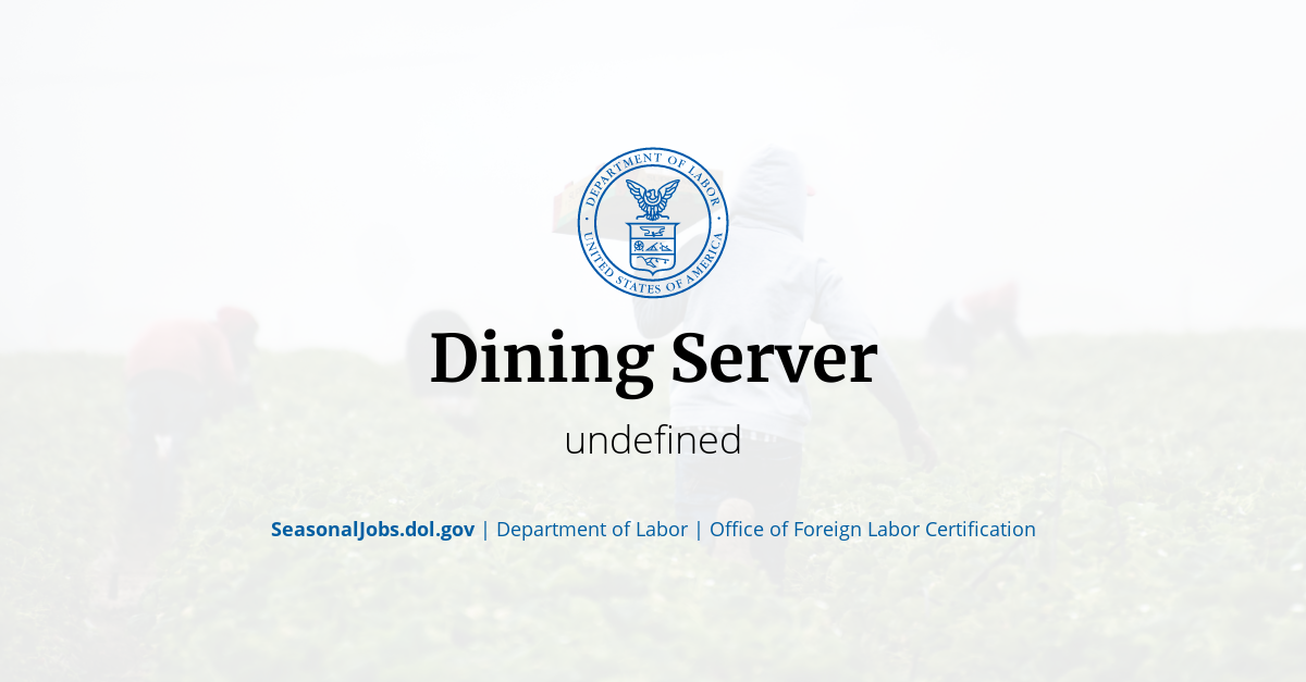Dining Server | SeasonalJobs.dol.gov