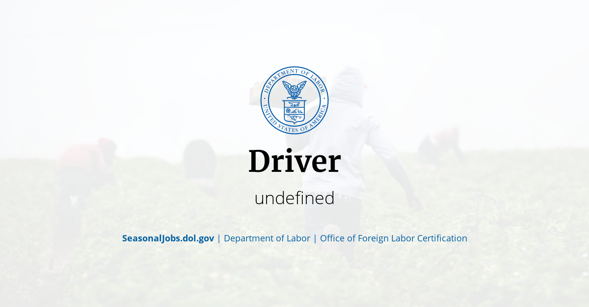 Driver | SeasonalJobs.dol.gov