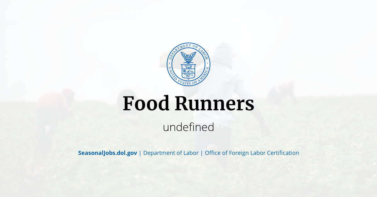 Food Runners | SeasonalJobs.dol.gov