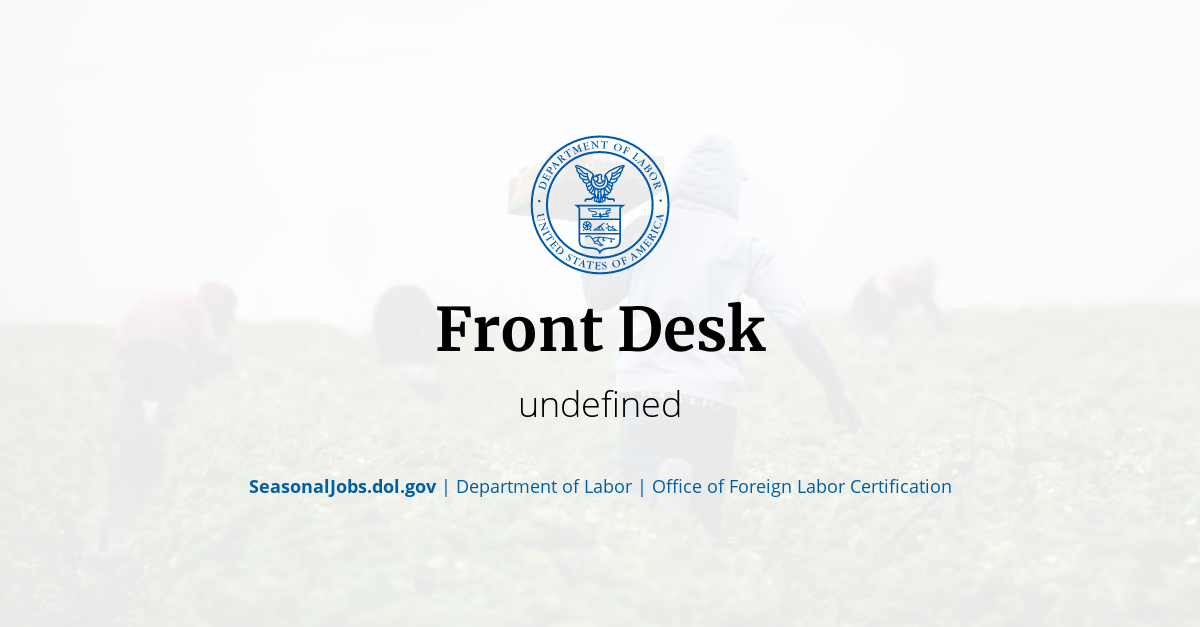 Front Desk | SeasonalJobs.dol.gov