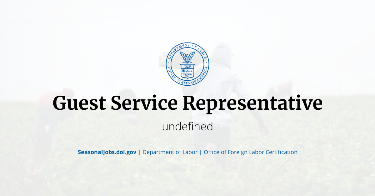 Guest Service Representative | SeasonalJobs.dol.gov