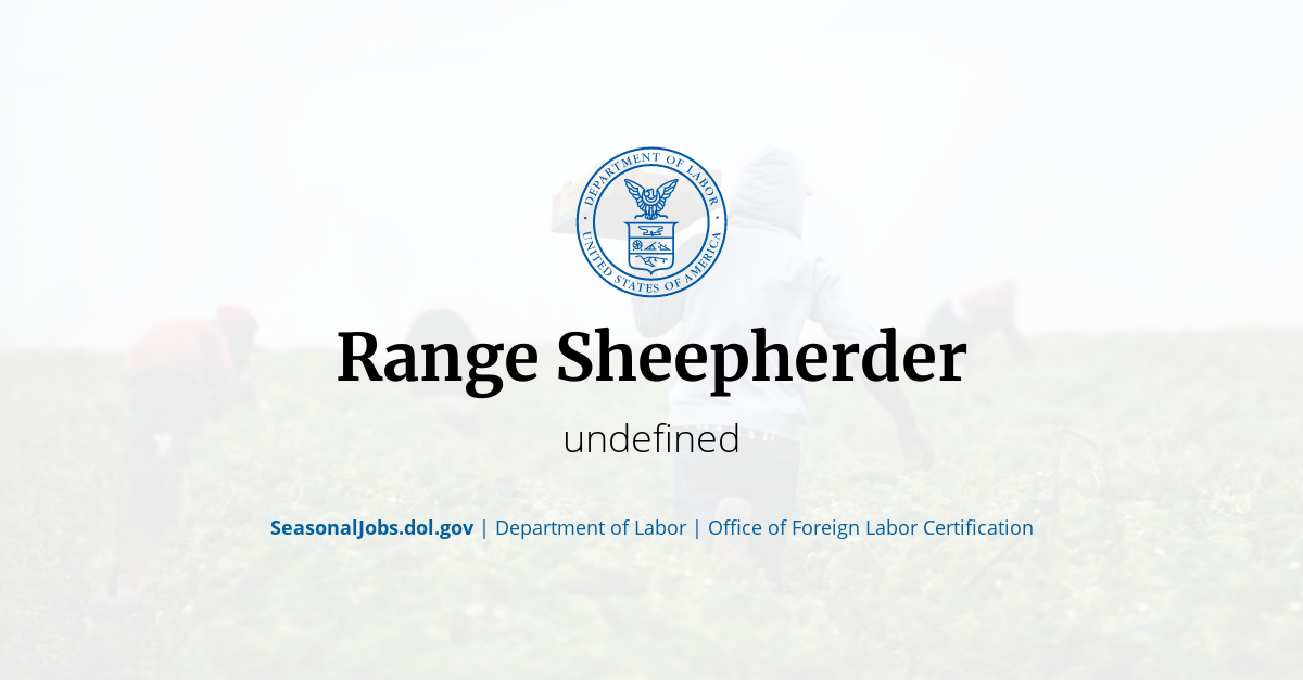 Range Sheepherder | SeasonalJobs.dol.gov