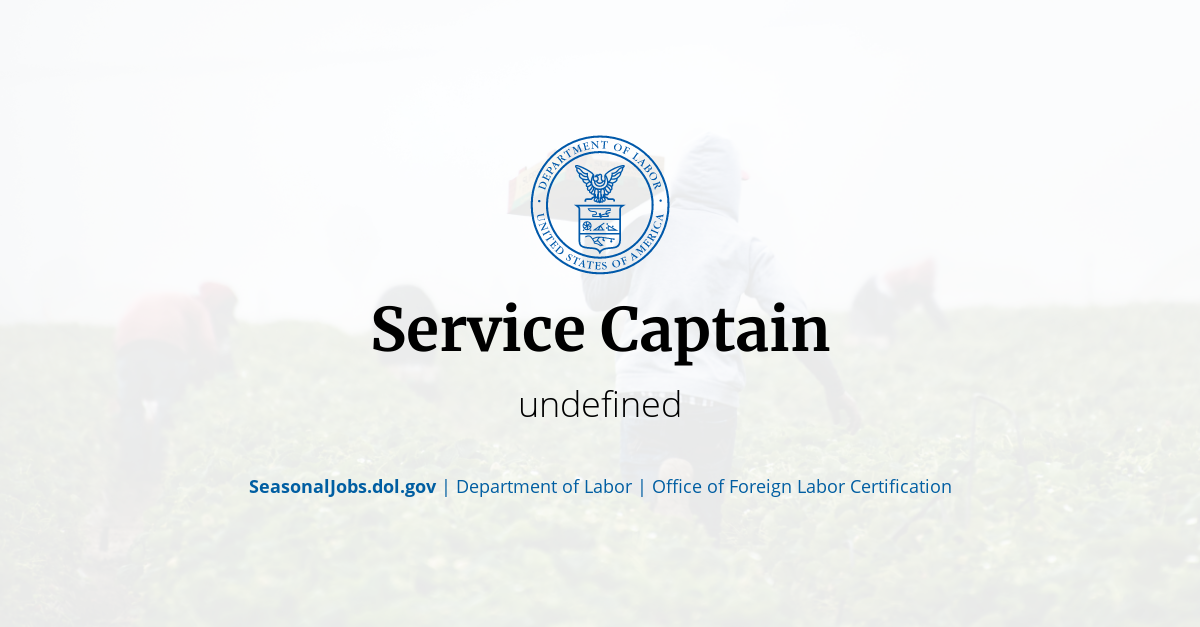 Service Captain | SeasonalJobs.dol.gov