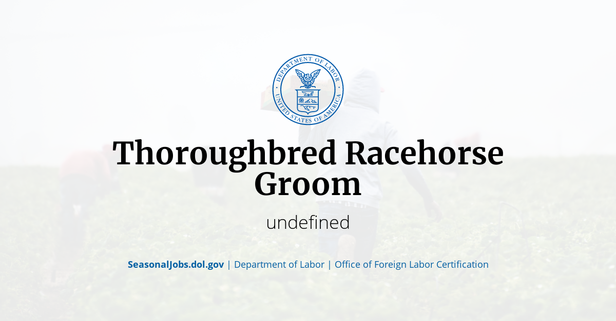 Thoroughbred Racehorse Groom | SeasonalJobs.dol.gov