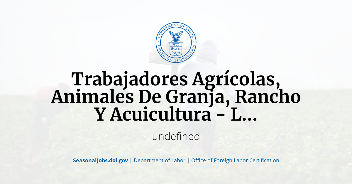 Trabajadores Agrícolas, Animales De Granja, Rancho Y Acuicultura - L ...
